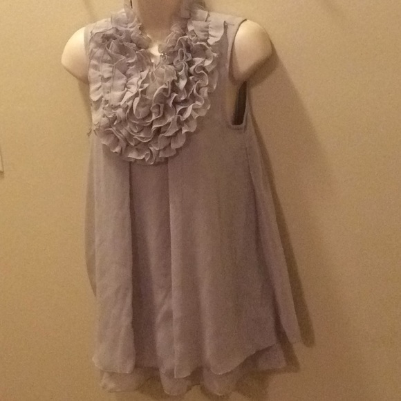 M by Marc Bower | Tops | M By Marc Bower Ruffle Detail Silver Tunic Xs ...